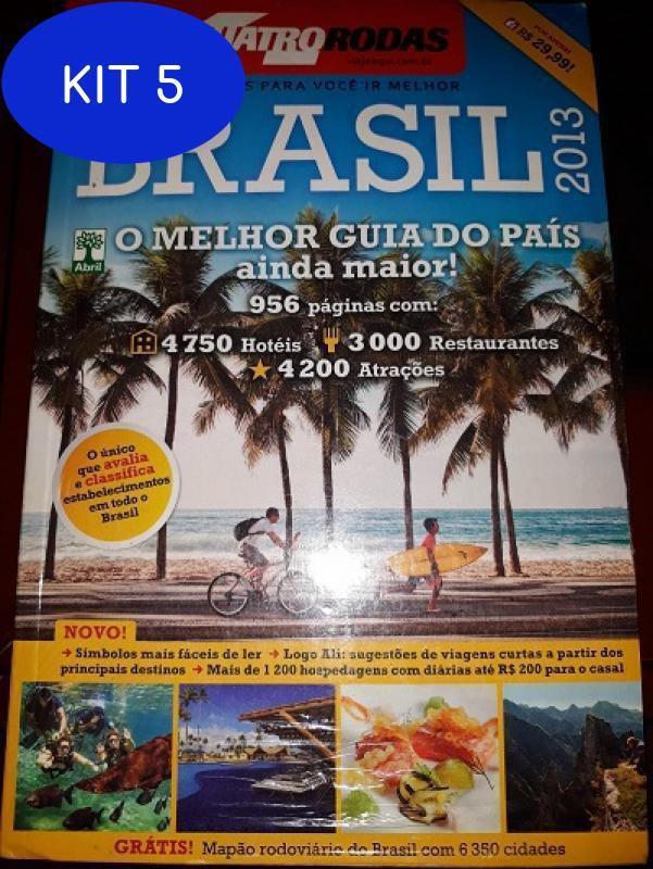 Kit 5 Livro Guia Quatro Rodas Brasil 2013 Com Mapão - Guia de Viagem ...