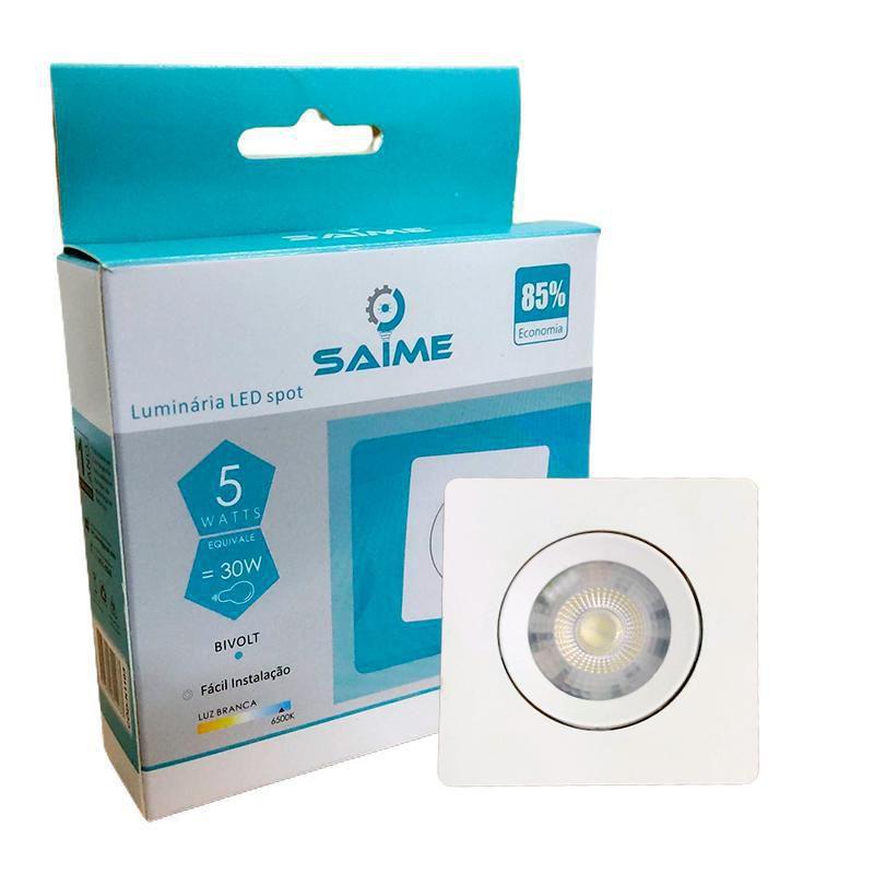 Kit 5 Luminárias Led Spot Mr16 Quadrado. 5W 6500K Lâmpada - Saime - Spot - Magazine Luiza