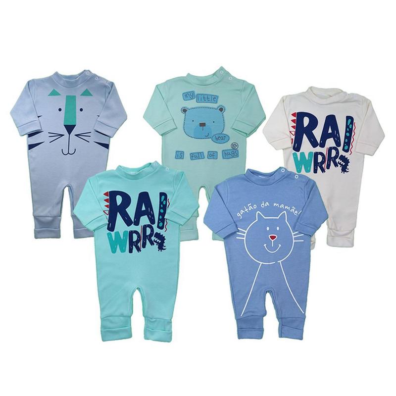 Kit 5 Macacão Bebê Suedine Taylor Estampado Menino e Menina - Koala ...