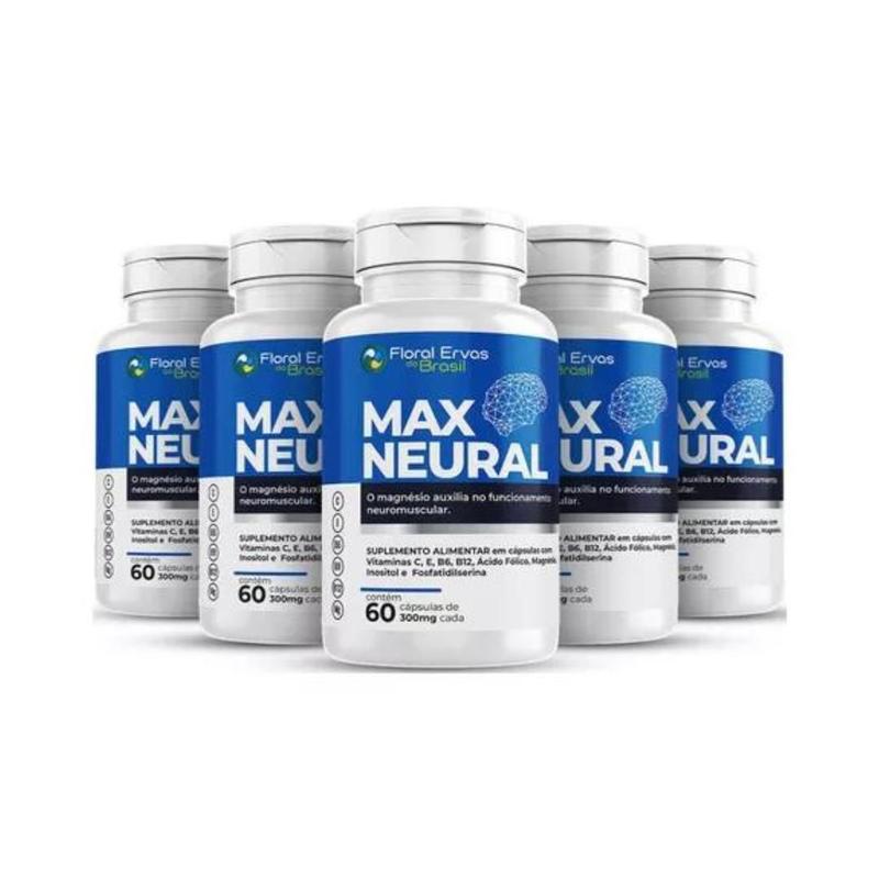 Kit 5 Max Neural Magnésio + Vitaminas 300 Caps Floral Ervas - Floral ...
