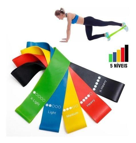 Kit 5 Mini Band Elastico Academia Funcional Treino Circuito - Ginástica ...