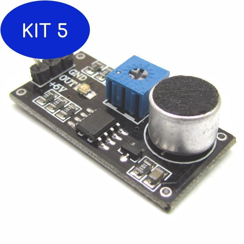 Kit 5 Módulo Detector Sensor De Som Palmas Arduino Pic - Mj - Sensor de ...