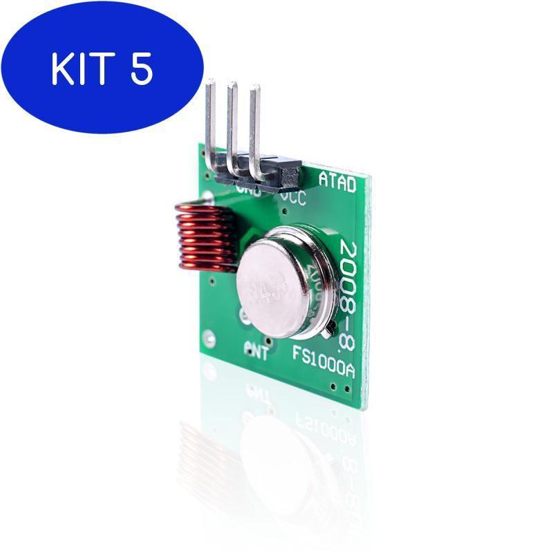 Kit 5 Módulo Rf Transmissor Receptor 433Mhz Am Arduíno Pic Avr Pc - Mj ...