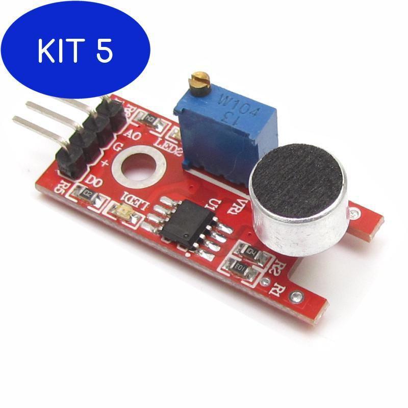 Kit 5 Módulo Sensor Som Ky038 Detector Sonoro Microfone Arduino - Mj ...