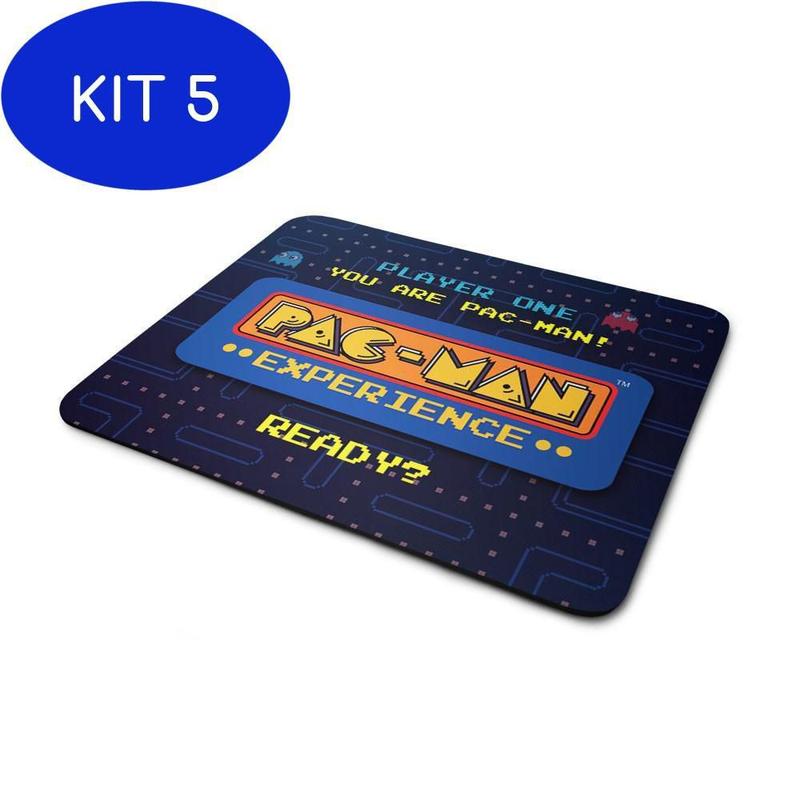Kit 5 Mousepad Gamer Pesonalizado Pacman - Logo - Canecas ...
