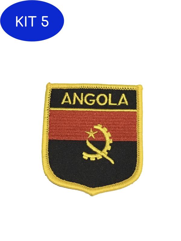 Kit 5 Patche Aplique Bordado Escudo Da Bandeira Da Angola - Mundo Das ...