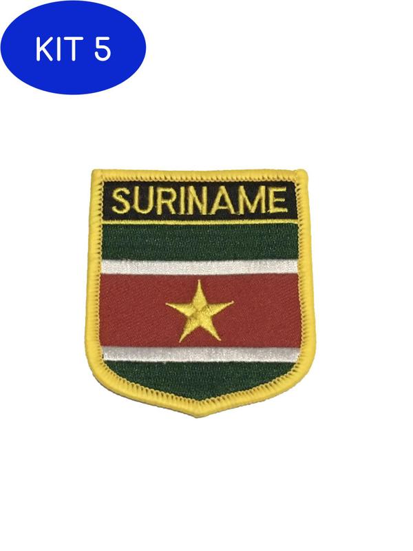 Kit 5 Patche Aplique Bordado Escudo Da Bandeira De Suriname - Mundo Das Bandeiras - Armarinhos ...