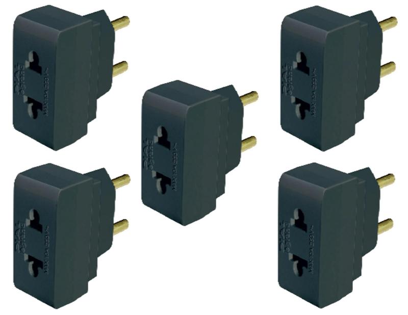 Kit 5 Pinos Adaptadores Benjamim Universal ABNT 2P 10A Preto Pial ...