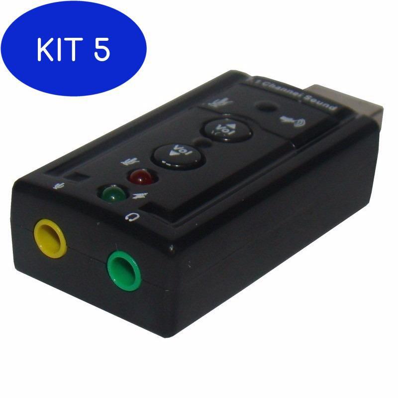 Kit 5 Placa Som Usb Externa 3d Adaptador Audio P2 Pc - Prinsah15 ...