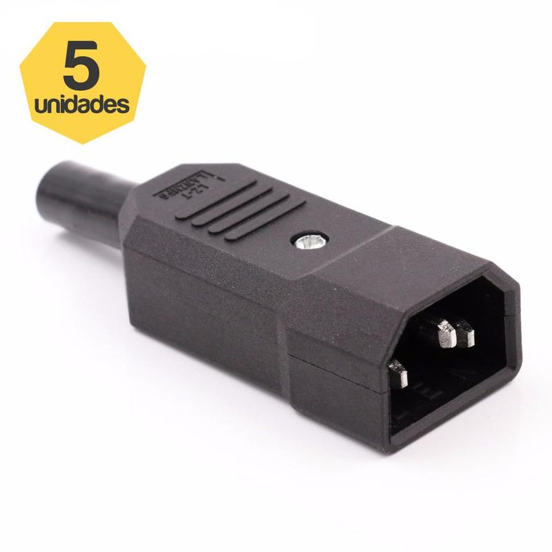 Kit 5 Plug AC Tripolar C14 10A Macho - Bear Cabos - Plugs e Adaptadores - Magazine Luiza