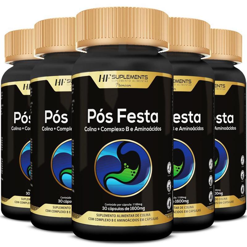 Kit 5 Pós Festa Colina + Complexo B 1600 Mg 30 Caps Hf - HF Suplements ...
