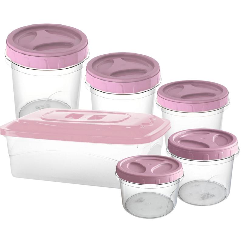 Kit 5 Potes De Rosca Para Mantimentos + Pote Retangular 4,1Lts Cozinha ...