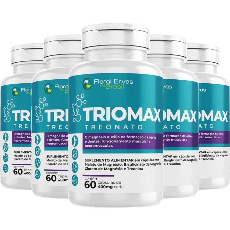 Kit 5 Potes Magnésio L Treonato Triomax - Floral Ervas - Floral Ervas ...