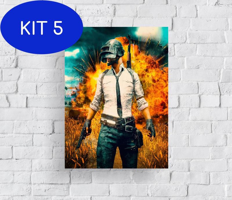 Kit 5 Quadro Poster MDF Playerunknown's Battlegrounds Pubg11 - Papel E ...