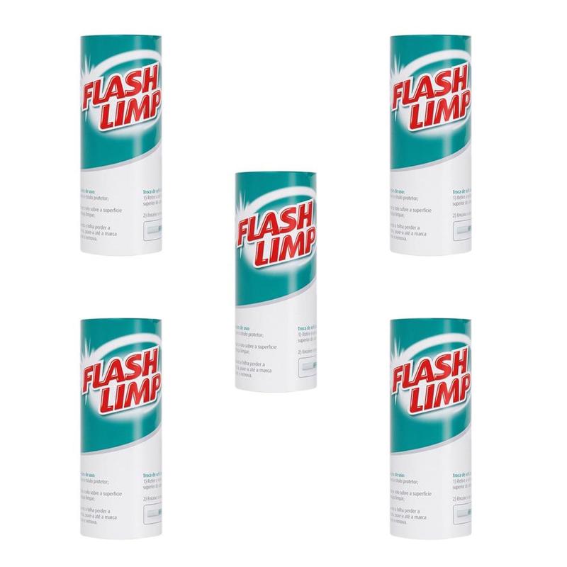 Kit 5 Refil Rolo Adesivo Tira Pelo 30 Folhas - Flash Limp - CASA MIX ...