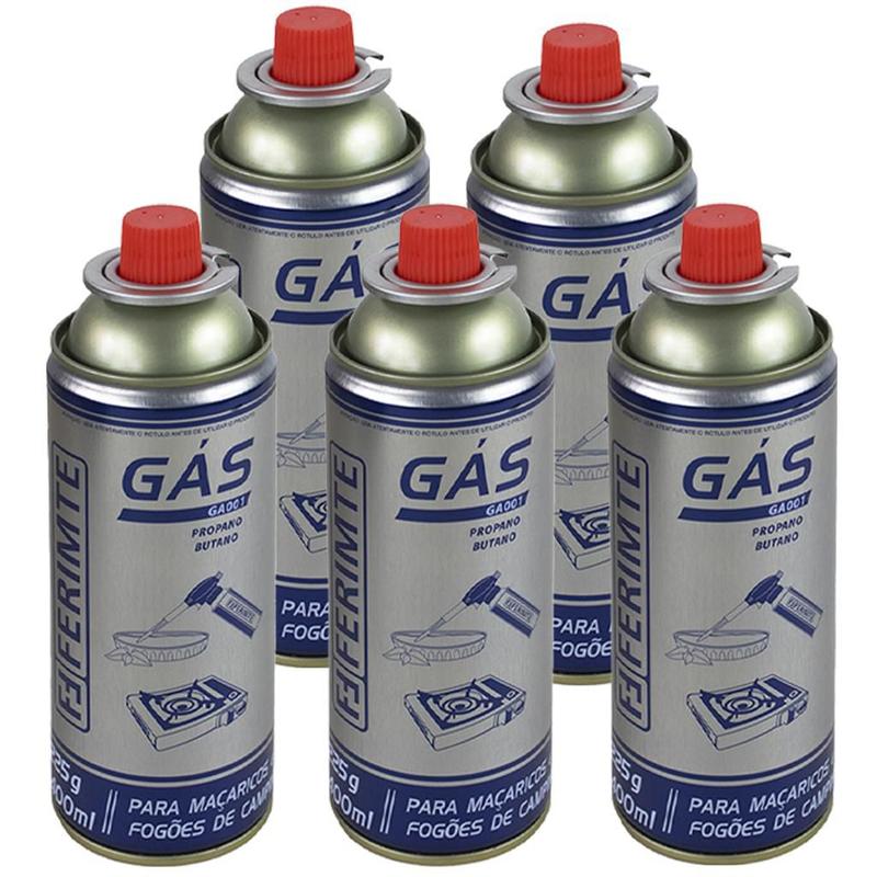 Kit 5 refis lata de gás propano butano 225g/400ml maçarico culinário ...