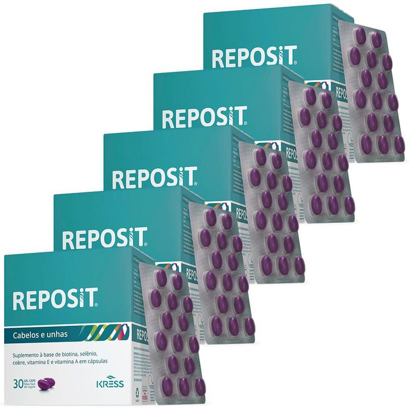 Kit 5 Reposit Cabelos e Unhas 30 Cápsulas Kress - Nutricosméticos - Magazine Luiza