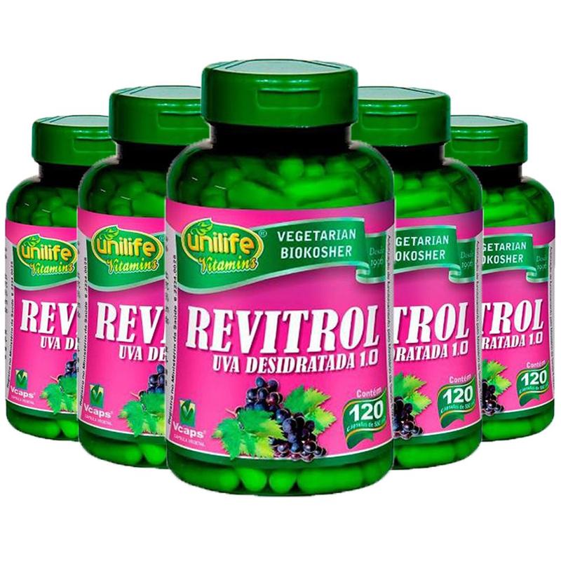 Kit 5 Revitrol Vegano (Uva Desidratada) 120 Cápsulas Unilife ...