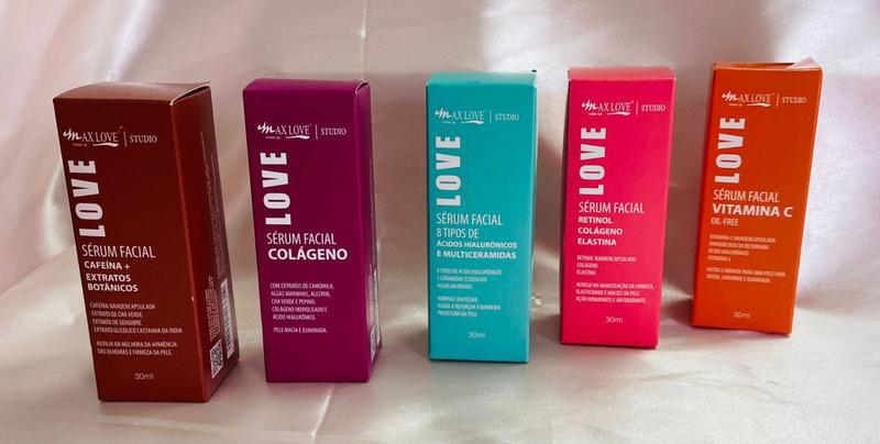 kit 5 serum max love cafeina, colageno, retinol, vitamina c,8tipos de ...