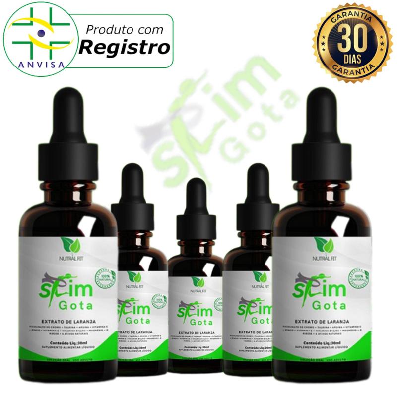 Kit 5 Slim Gotas - Suplemento Alimentar Em Conta Gotas 30ml - Original - Vitaminas A-Z ...