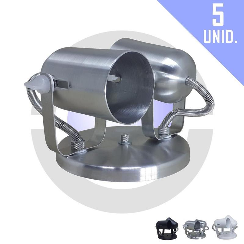 Kit 5 Spot Luminária Sobrepor em Aluminio p/ 2 Lâmpadas Dicroica LED ...