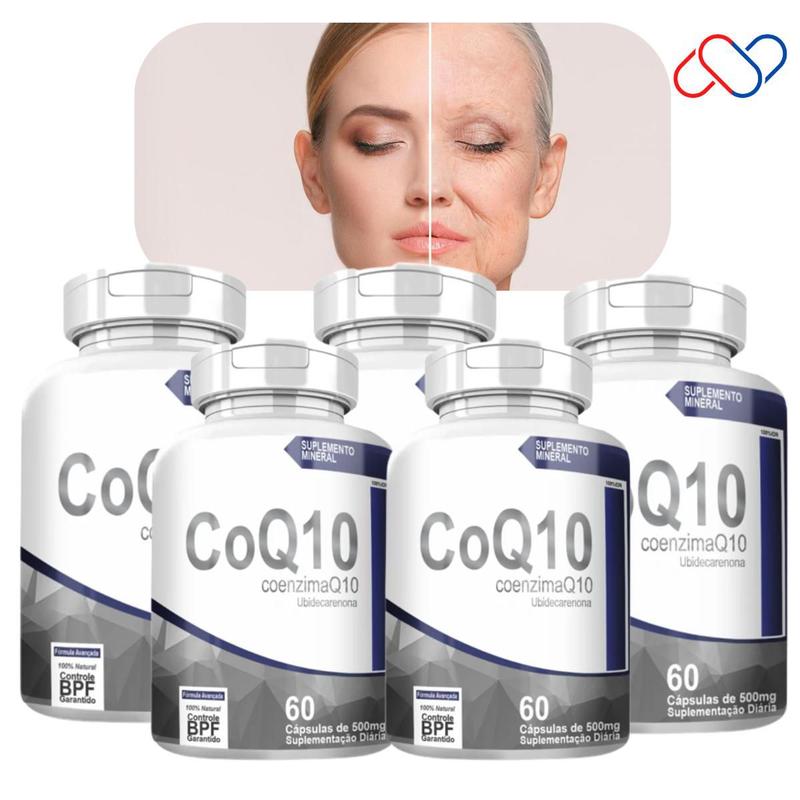 Kit 5 Suplemento Coenzima Q10 500mg 60 Cápsulas - 4Elementos - Coenzima Q10 - Magazine Luiza