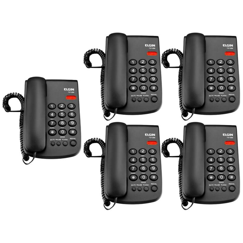 Kit 5 Telefone Com Fio De Mesa Ou Parede Fácil Fazer Ligações C/ Chave ...