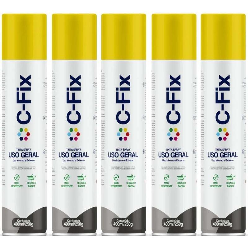 Kit 5 Tintas Spray Amarelo Uso Geral Inter/exter 400ml C-fix - Tinta ...