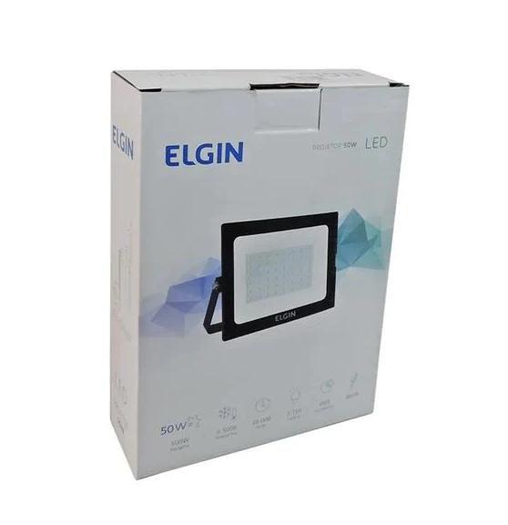 Kit 5 un. Refletor led 50w Projetor Holofote Elgin Branco Frio Bivolt 2750 Lumens 6500K Externo ...