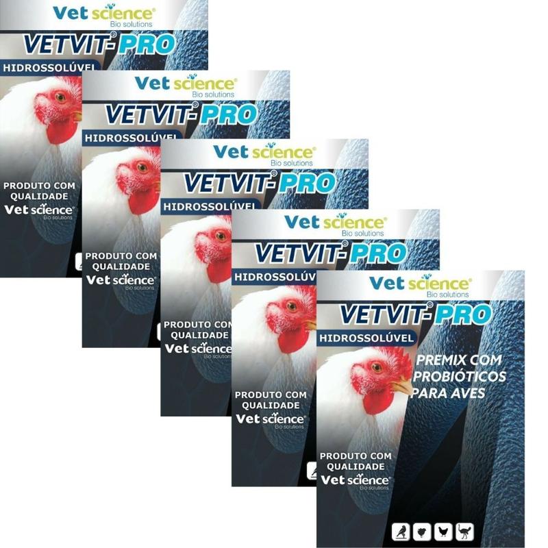 Kit 5 Vetvit-pro Premix Com Probiótico P/ Aves 100 G - VETSCIENCE ...