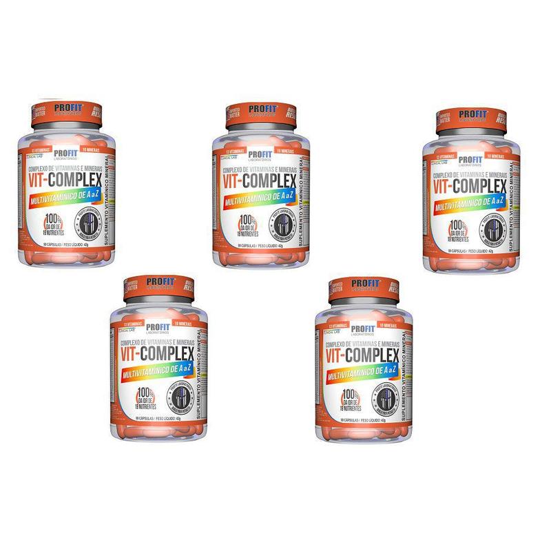Kit 5 Vit Complex Multivitamínico 90 Cápsulas Profit - Profit ...