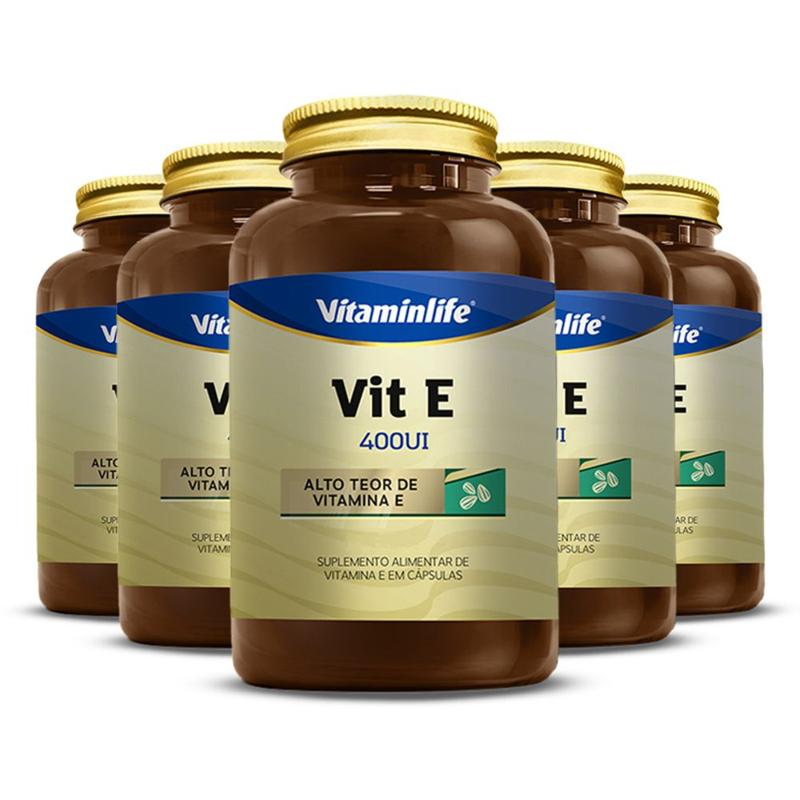 Kit 5 Vit E 400 UI Vitaminlife 60 cápsulas - Vitaminas A-Z - Magazine Luiza