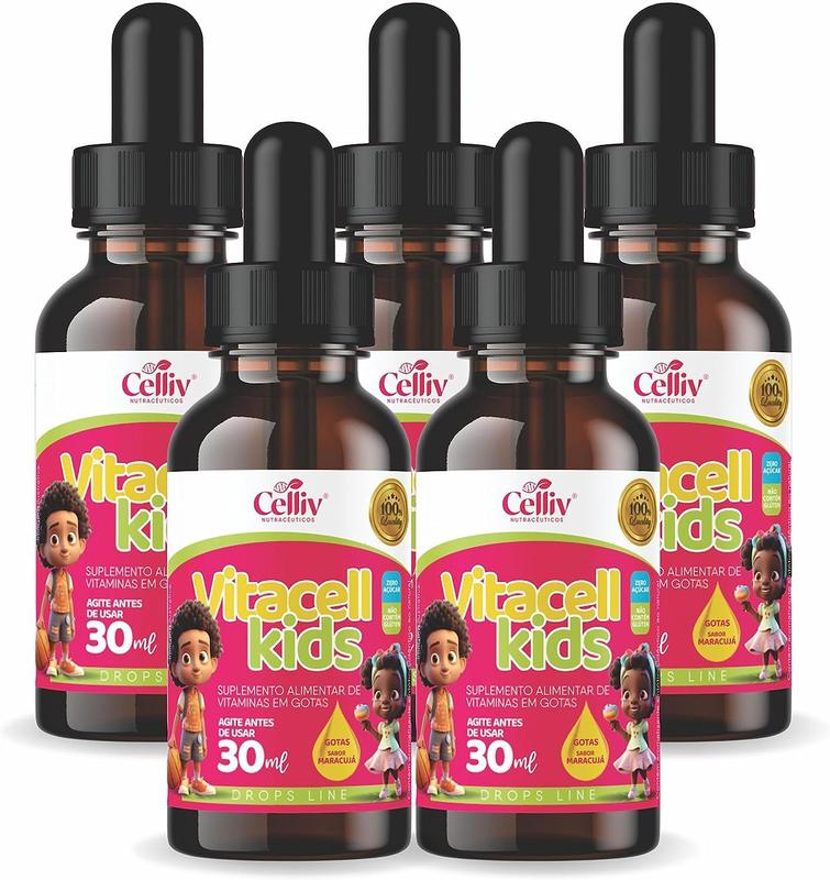 Kit 5 Vitacell Kids Vit Complexo B (B1, B2, B3, B5, B6, B9 e B12) + Vit ...