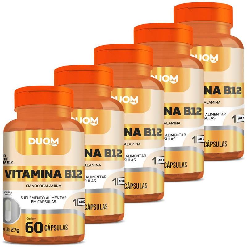 Kit 5 Vitamina B12 60 Cápsulas Duom - Vitaminas A-Z - Magazine Luiza