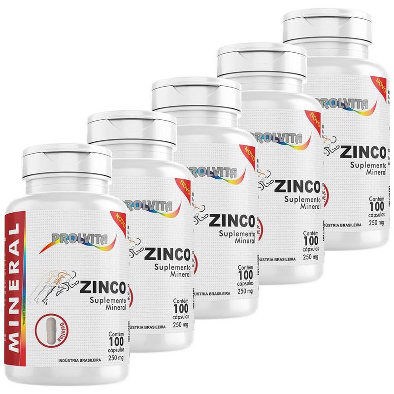 Kit 5 Zinco Suplemento Mineral 100 Cápsulas Melcoprol - Zinco ...