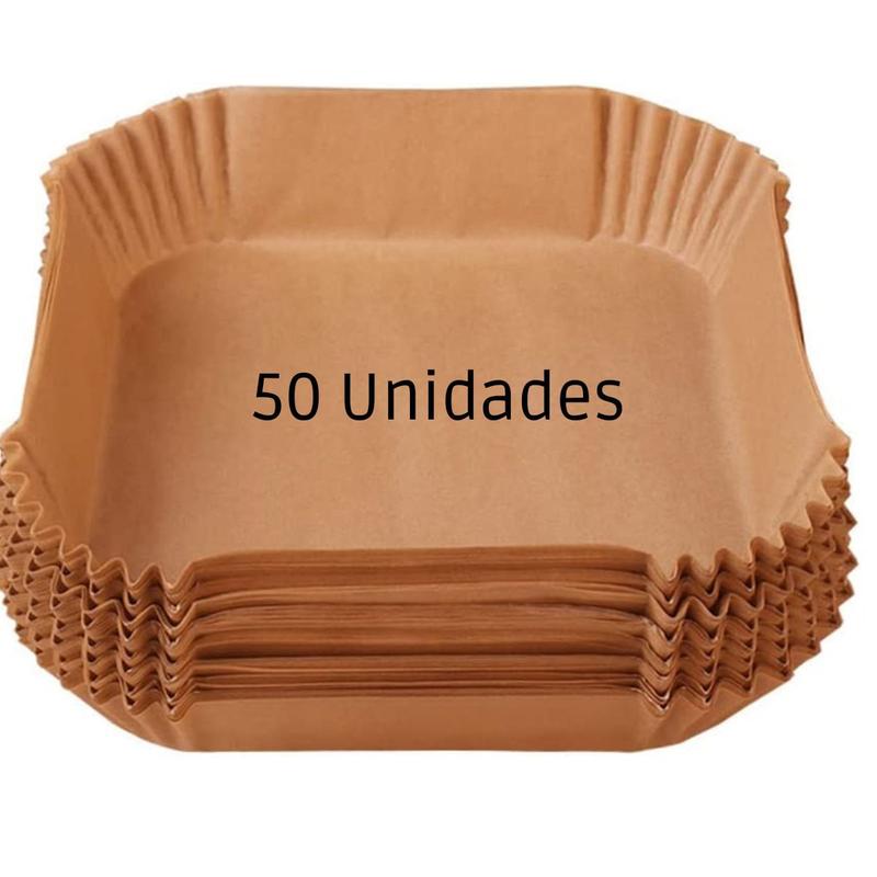 Kit 50 - 100 Forma Quadrada Para AirFryer Forro Protetor Para ...