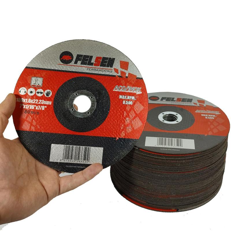 Kit 50 Discos De Corte Fino Inox ferro aço 180mm 7" polegadas ...