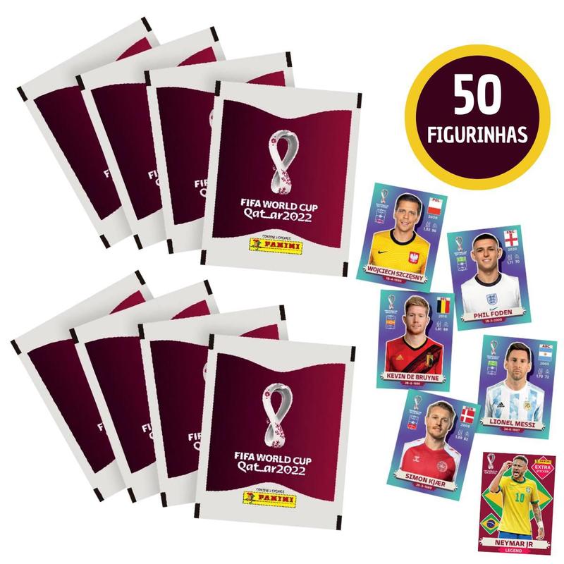 Kit 50 Figurinhas Álbum Copa Do Mundo 2022 Qatar 10 Envelope - Panini ...