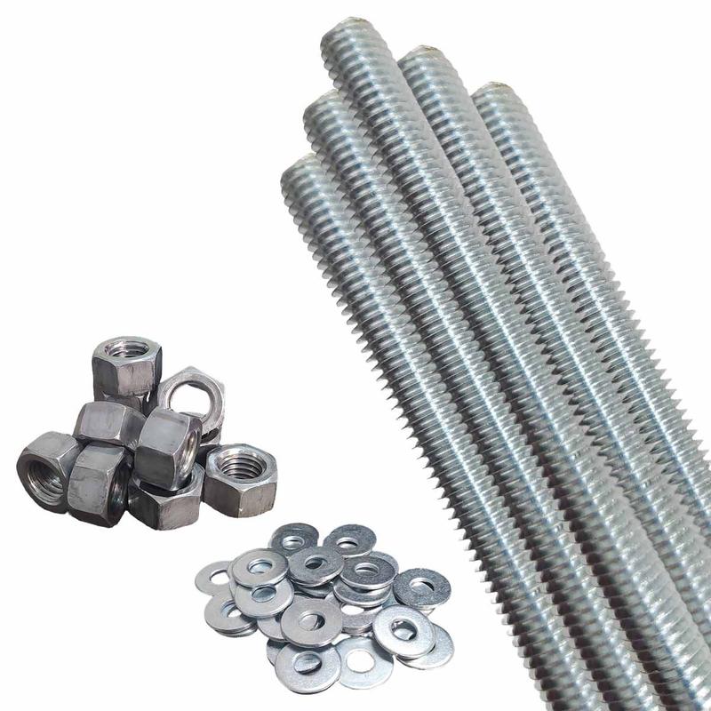 Kit 50 Un Barra Roscada Zincada 3/16 500 Porca e Arruela UNC - TOURO ...