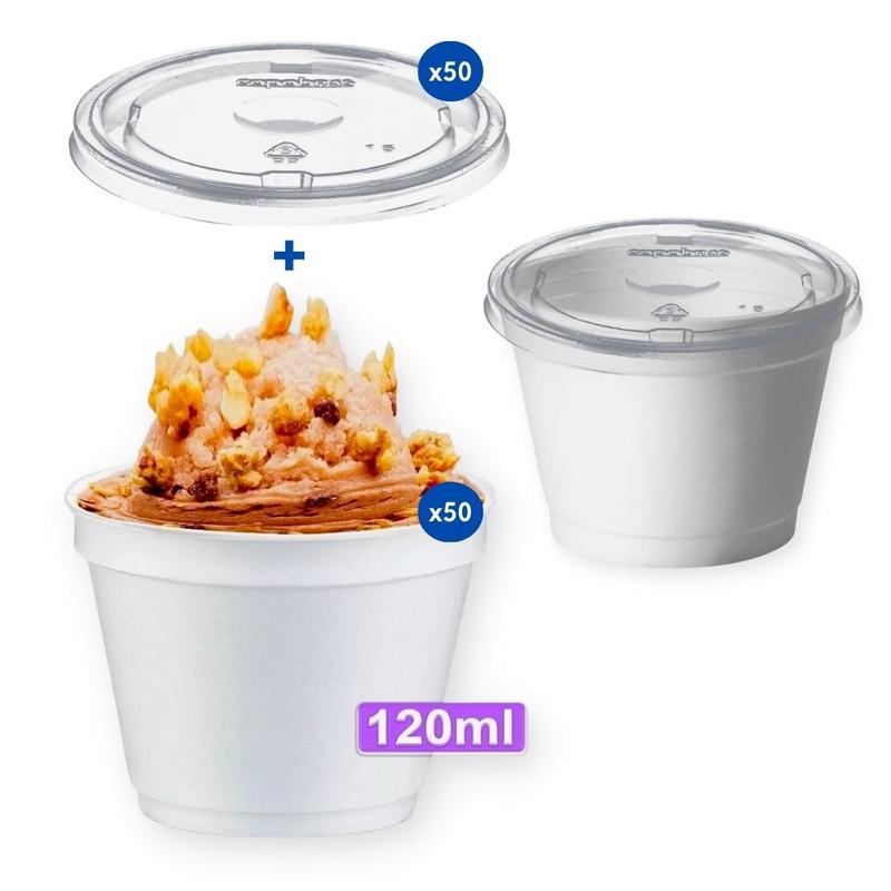 Kit 50un Pote Térmico de Isopor 120ml COM Tampa Copobras - Pote ...