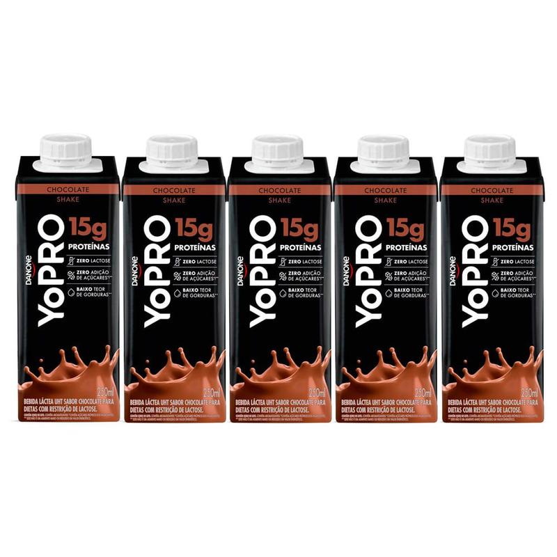 Kit 5X Bebida Láctea YoPro Protein Chocolate 250ml - Danone - Bebida ...