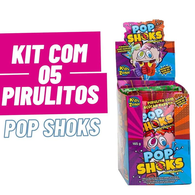 Kit 5x Pop Shock Em Pirulito Kids Zone Com Acucar Explosivo - Pirulito ...
