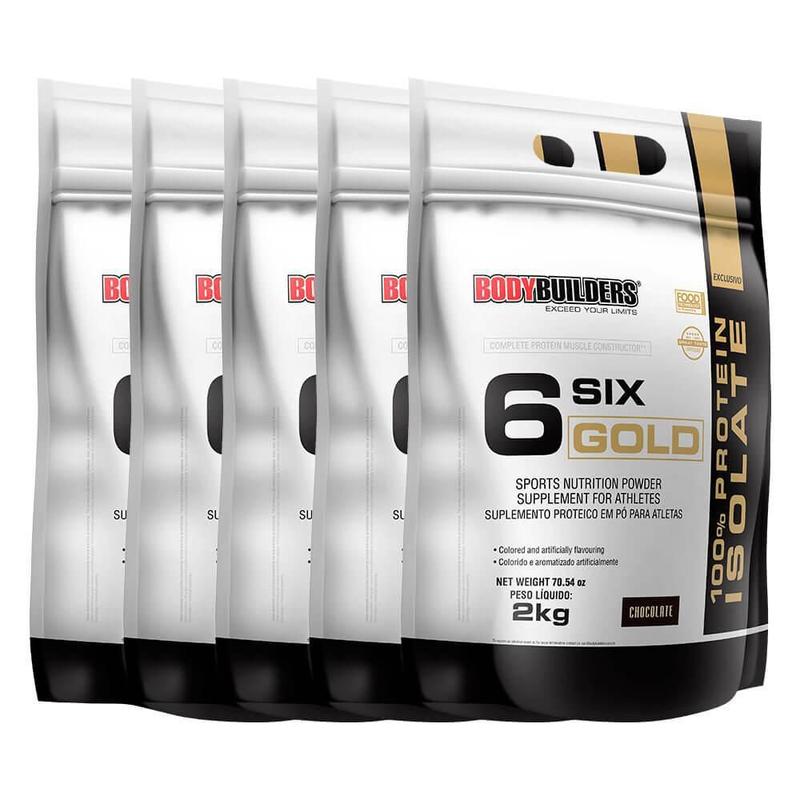 Kit 5X Whey Protein Isolado Six Gold 2Kg - Bodybuilders - Massa ...