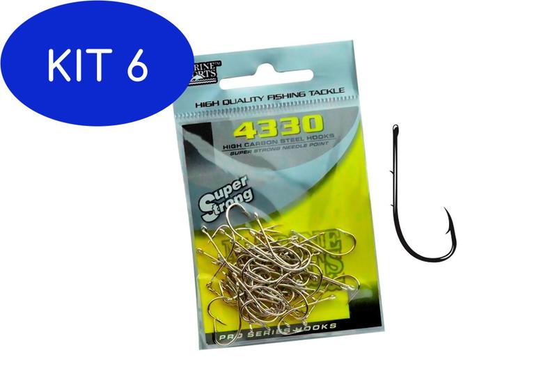 Kit 6 Anzol Marine Sports Super Strong 4330 N 2/0 Farpas 50 Peças ...