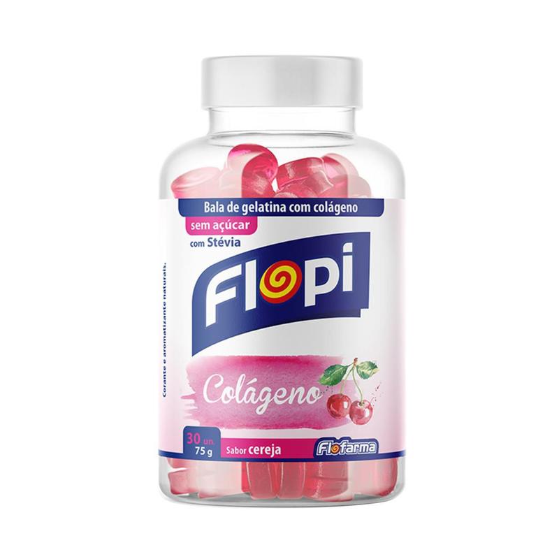 Kit 6 Bala De Gelatina Flopi Com Colágeno Cereja Sem Açúcar - Flofarma ...