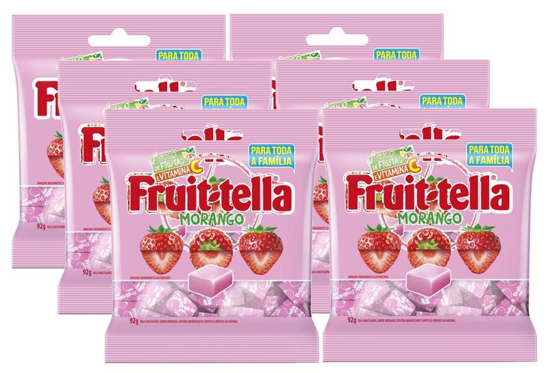 Kit 6 Bala Fruit-Tella Sabor Morango Pacote 92G - Balas - Magazine Luiza