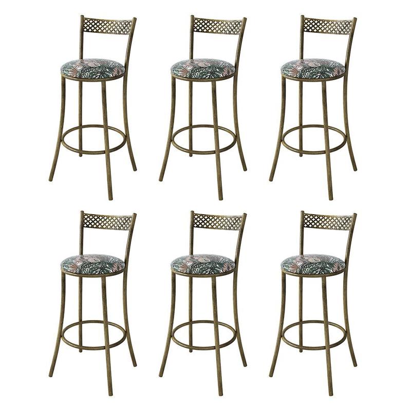 Kit 6 Banquetas em Aço e Junco México Floral Costela de Adão Verde ...