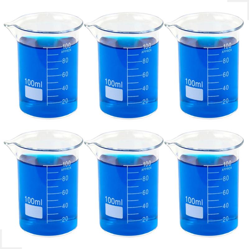 Kit 6 Béquer 100ml Becker de Vidro Forma Baixa Graduado - Perfecta ...