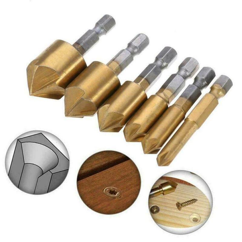 Kit 6 Brocas Escareadoras Chanfrar Madeira Aluminio 6-19mm - idea ...