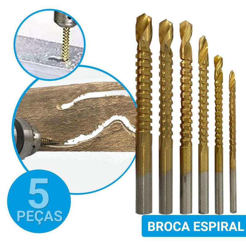 Kit 6 Brocas Espiral Corte Lateral Madeira Metal Ferramentas ...